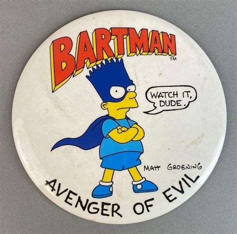 The Simpsons Bartman Easel Back Pin Matthew Bullock Auctioneers