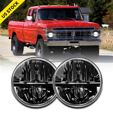 2x For Ford F 100 F 250 F 350 1953 1977 Dot Black 7 Round Led