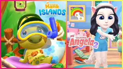 Gameplay My Talking Hank Island Vs My Talking Angela 2 Youtube
