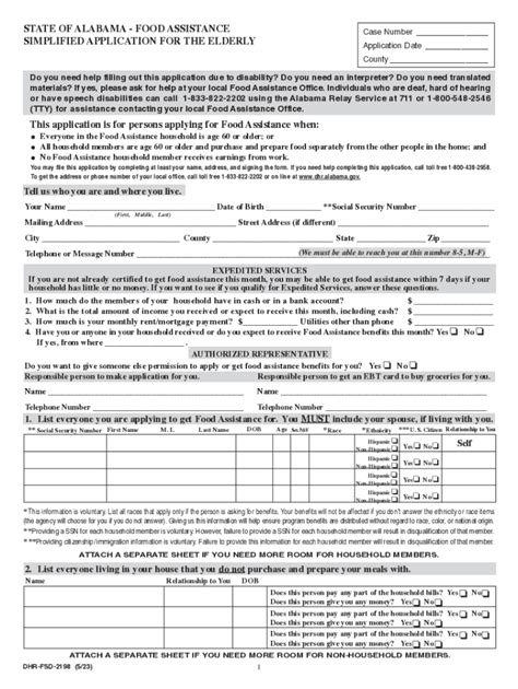 Food Stamp Application For Seniorsalabamalegalhelp Org Form Fill Out