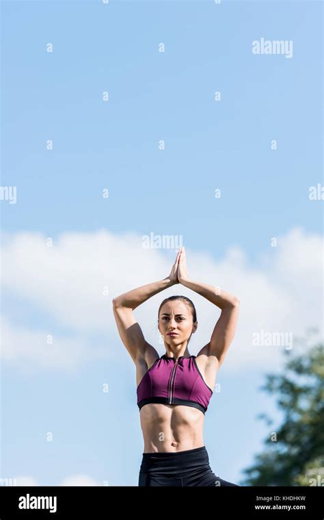 Woman In Tree Pose Stock Photo Alamy