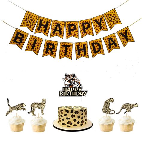 Cheetah Birthday Banner Cheetah Print Birthday Decor Leopard Print