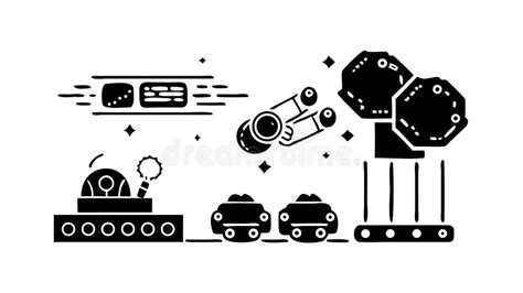 Asteroid Mining Operation Cosmic Resource Extraction Base Vector Design Generative Ai Stock