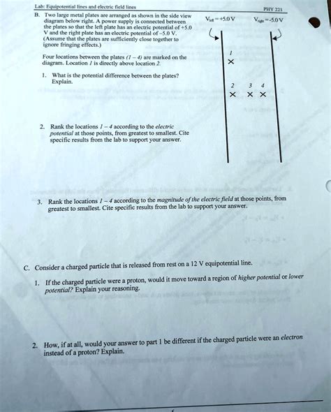 Lab Equipotential Lines And Electric Field Lines B Two Large Metal Plates Are Arranged As Shown