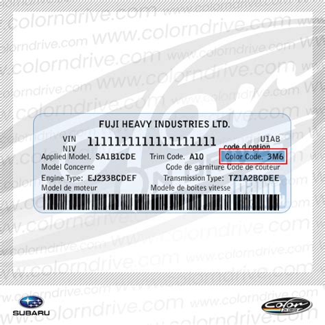 Find My Subaru Color Code Color N Drive