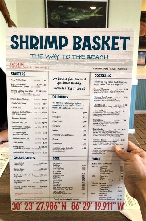Menu At Shrimp Basket Destin Restaurant Destin