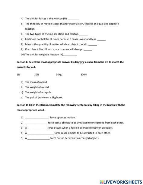 3rd Form Forces Worksheet 0930 Camie Edwards Live