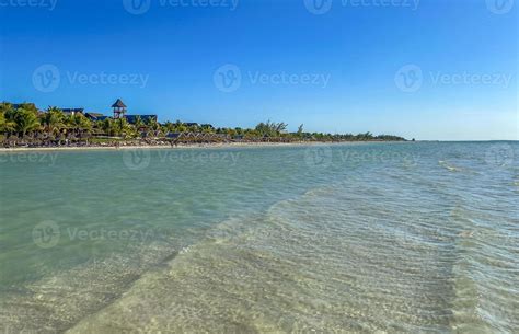 Beautiful Holbox Island Beach Sandbank Panorama Turquoise Water People