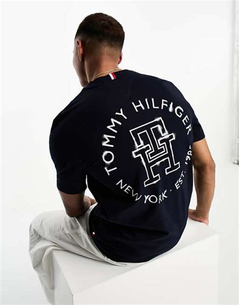Tommy Hilfiger Monogram Ink T Shirt In Blue Asos