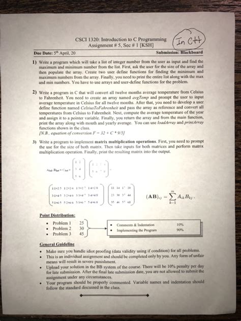 Solved CSCI 1320 Introduction To C Programming Assignment Chegg