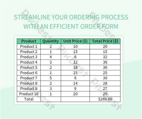 Streamline Your Ordering Process With An Efficient Order Form Excel Template Free Download