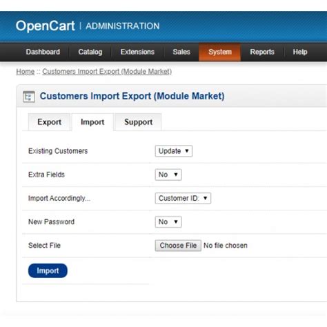 OpenCart Customer Import Export