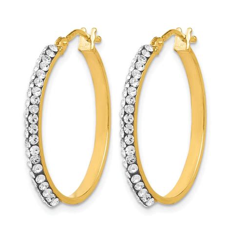 Leslies 14k Crystals Polished Hoop Earrings Le1010 Pr Sturgill