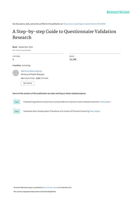 A Step By Step Guide To Questionnaire Validation Research See Discussions Stats And
