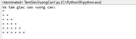 Vẽ tam giác vuông cân trong Python Bài tập Python VietTuts