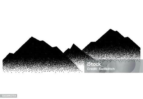 도트워크 또는 문신 복고풍 스타일의 산 표지판 이나 엠블럼과 추상적인 배경 산에 대한 스톡 벡터 아트 및 기타 이미지 산 흑백 일러스트레이션 Istock