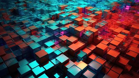 Fashion Forward Techno Abstract Squares With Striking Color Textures In 3d Renderings Powerpoint