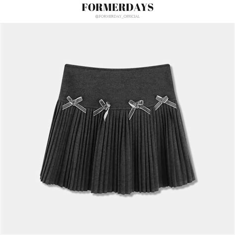 쁘띠 벨벳 리본 플리츠 미니 스커트 4color 에이블리