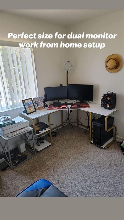 Perfect Size For Dual Monitor Work From Home Setup Small Home Office Modern L Shaped Desk