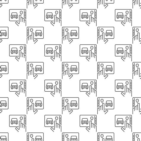 Tablet With Carsharing App Vector Concept Outline Seamless Pattern