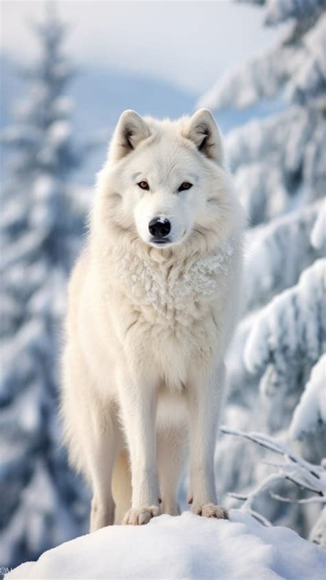 A White Wolf Standing In The Snow Stock Illustration Illustration Of Wilderness Snow 291986309