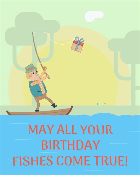 Happy Birthday For Him With Fisherman Free Animated Image And 