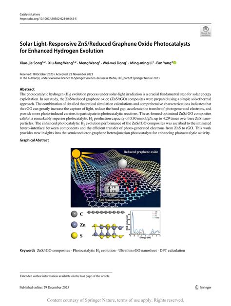 Solar Light Responsive Znsreduced Graphene Oxide Photocatalysts For