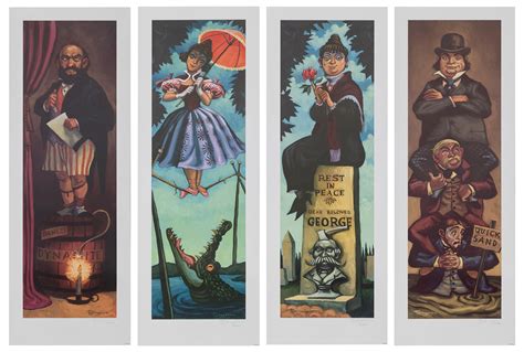 Lot Detail Lot Of 4 Haunted Mansion Stretching Portrait Lithographs W