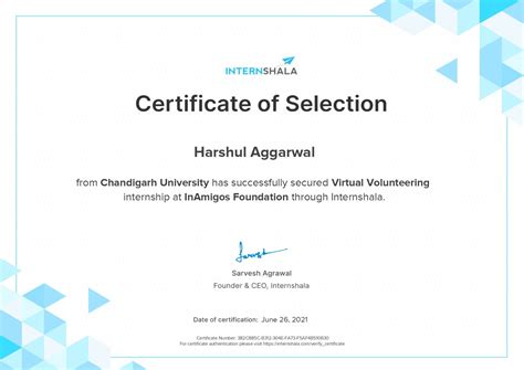 An Award Certificate With Blue And White Triangles On The Front It