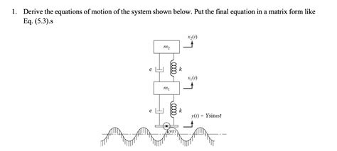solved 1 derive the equations of motion of the system shown