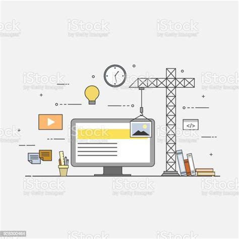 평면 모바일 Ui Ux 디자인 웹 Infographic 개념 벡터입니다 화면에 크레인 만드는 인터페이스 사용자 인터페이스 경험