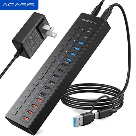 ACASIS 11 16 Ports Hub Smart Fast Charging Type C USB 3 0 2 0 Hub High Speed USB Splitter