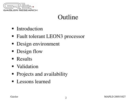 Ppt Fpga Design Using The Leon3 Fault Tolerant Processor Core