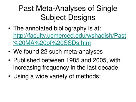 Ppt Meta Analysis Of Single Subject Designs Powerpoint Presentation