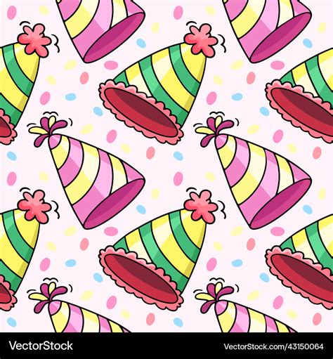 Paper Cone Cap Party Hat Seamless Pattern Vector Image