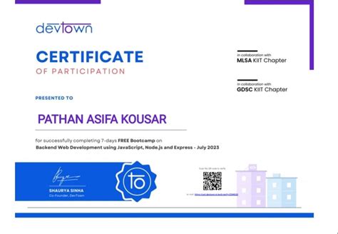 learned javascript node js and express with devtown pathan asifa kousar posted on the topic