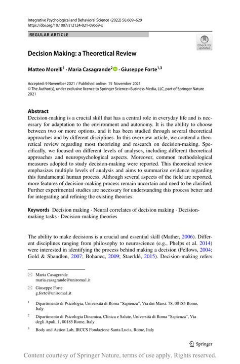 Decision Making A Theoretical Review Request Pdf