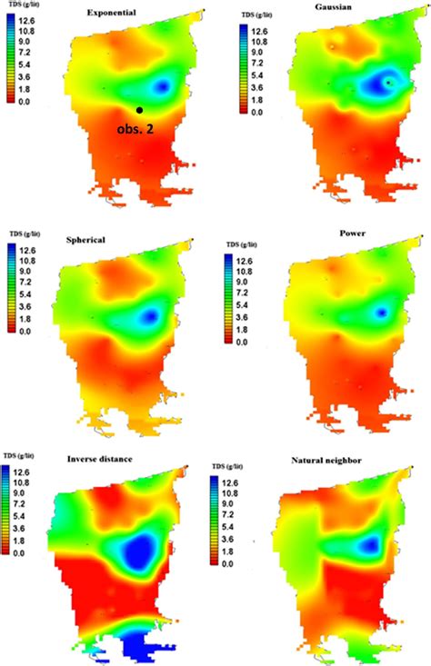 Spatial Distribution Of Tds Corresponding To Different Variogram Models
