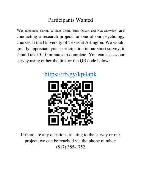 Psych Study Open To All Rutarlington