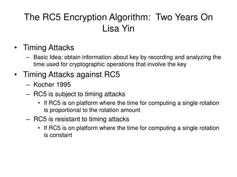 Ppt The Rc5 Encryption Algorithm Two Years On Lisa Yin Powerpoint