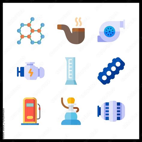 9 Fuel Icon Vector Illustration Fuel Set Engine And Chemical Icons For Fuel Works Stock Vector