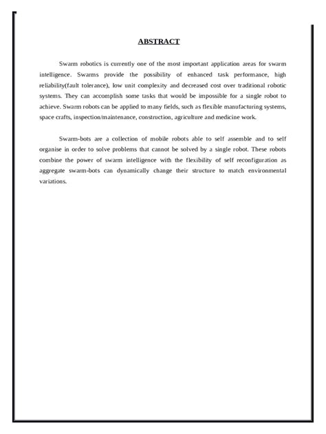 Swarm Intelligence And Its Applications In Swarm Robotics Doc Template