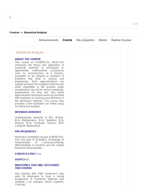 Nptel Numerical Analysis Syllabus Download Free Pdf Numerical Analysis Eigenvalues And