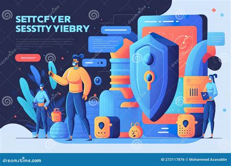 Cyber Security Vector Illustration Concept With Characters Data Security Protected Access