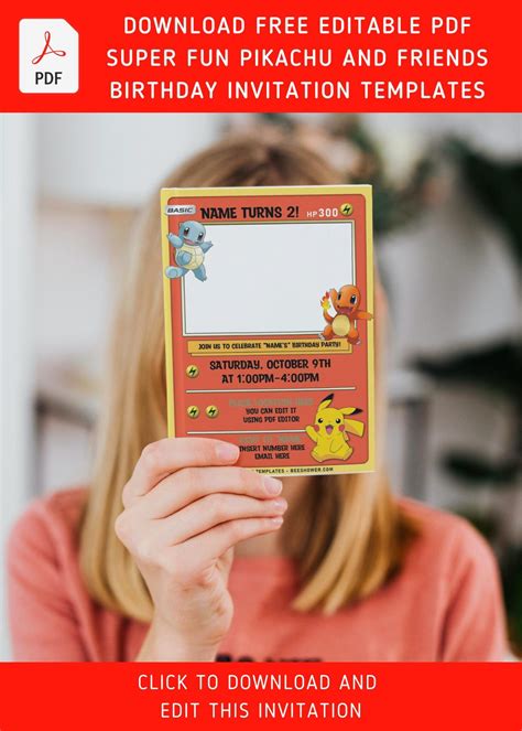 Pokemon Birthday Invitation Cards
