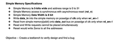 create a testbench to verify design and find the bug