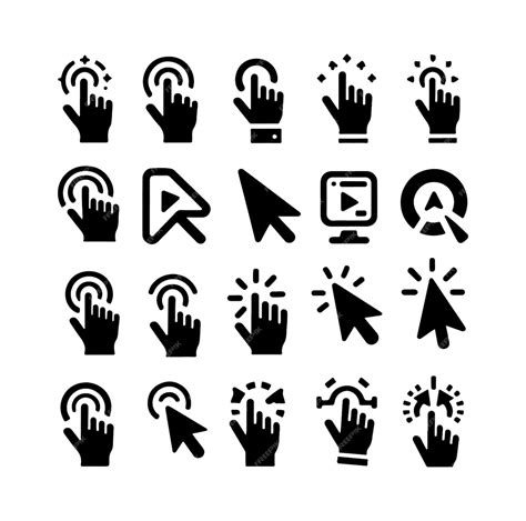 Premium Vector Set Of Arrow Web Cursors Set Computer Pointer Click Icon Clicking Arrows Or