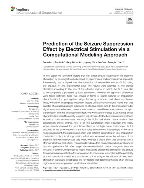 Pdf Prediction Of The Seizure Suppression Effect By Electrical