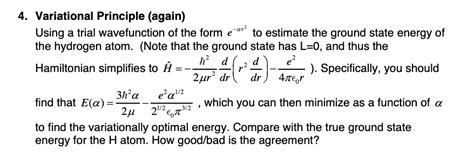 solved 4 variational principle again using a trial