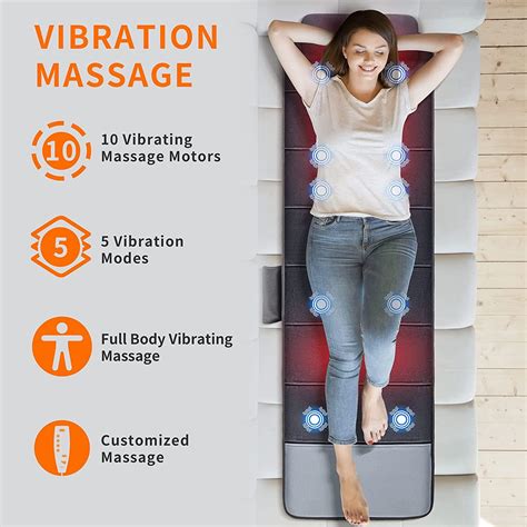 Mynt Vibration Massage Mat With 10 Motors And 6 Heating Pads Electric Full Body Massage Pad For